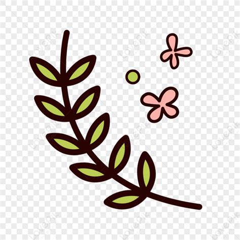 만화 일러스트 스타일 장식 요소 녹색 잎구체바닐라 꽃 Png 일러스트 무료 다운로드 Lovepik