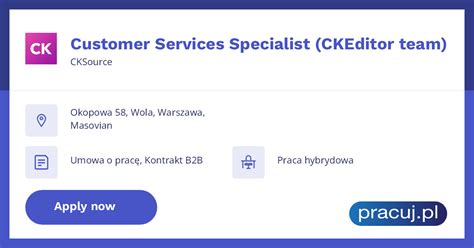 Oferta Pracy Customer Services Specialist Ckeditor Team Cksource
