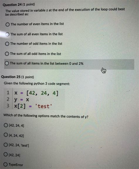 Solved Question 24 1 Point The Value Stored In Variable Z
