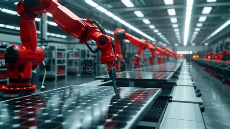 High Tech Manufacturing With Robotic Arms The Robotic Assembly Line Stock Image Image Of