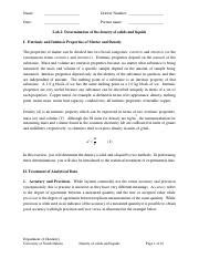 Density Of Solids And Liquids Lab Write Up Pdf Name Drawer Number Date Partner Name Lab