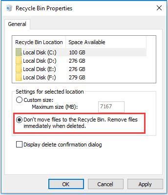 Full Guide To Change Recycle Bin Storage Settings In Win 10 MiniTool Partition Wizard
