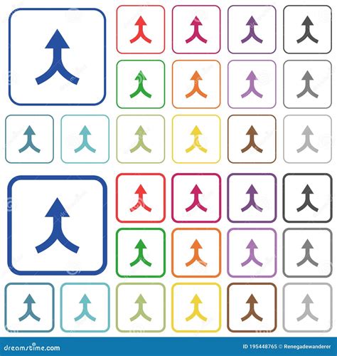 Merge Arrows Up Outlined Flat Color Icons Stock Vector Illustration Of Outlined Adhesion