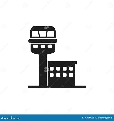 Flight Control Tower Icon In Flat Style Navigation Monitor Vector
