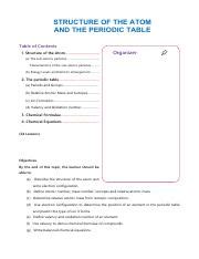 Understanding The Structure Of The Atom And The Periodic Table Course Hero