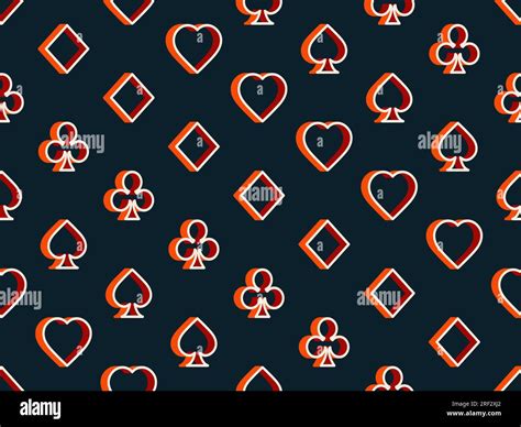 Seamless Pattern With Card Suits Diamonds Hearts Clubs Spades In 3d