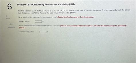 Solved Problem 12 14 Calculating Returns And Variability