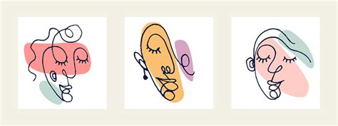 추상적 인 얼굴 소녀 벡터 초상화 세트 추상 미술 여성 머리 손으로 최소한의 현대 작품을 그린 인간의 얼굴 추상화 개체 그룹에 대한 스톡 벡터 아트 및 기타 이미지 Istock