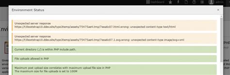 „unexpected Server Response“ In „environment Status“ T3bootstrap News Typo3 Template