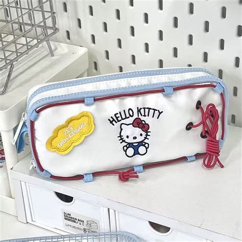 Ohaya丨丨hello Kitty 抽繩筆袋丨ins大容量雙層筆袋 文具盒 學生文具收納盒男女筆袋 蝦皮購物