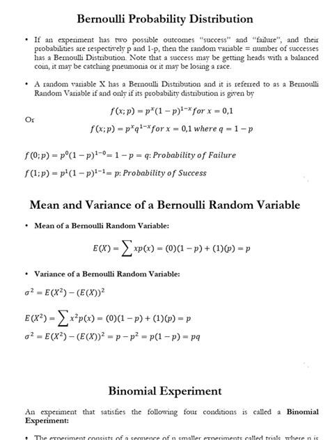 Topic 4bernoulli And Binomial Probability Distributions Pdf