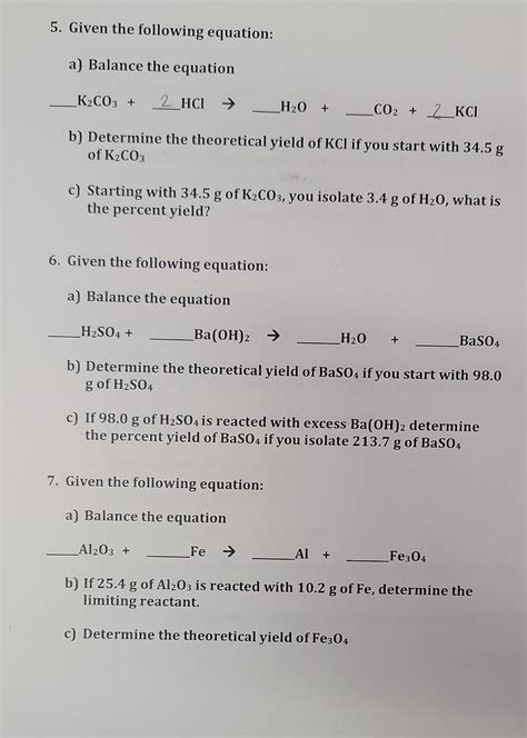 Solved 5 Given The Following Equation A Balance The