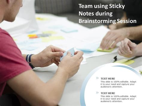 Team Using Sticky Notes During Brainstorming Session Powerpoint