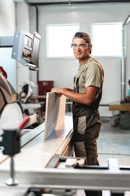 Charpentier Masculin Utilisant Des Outils De Menuiserie Pour Son Travail Dans Une Usine Photo