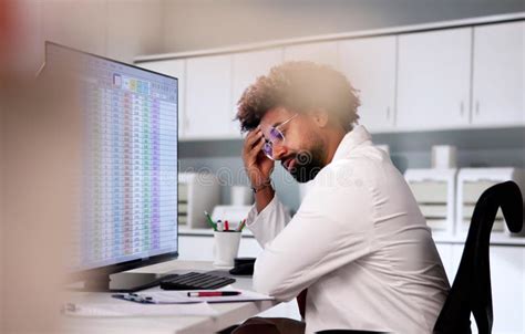 Data Analyst African Man Using Spreadsheet Stock Image Image Of