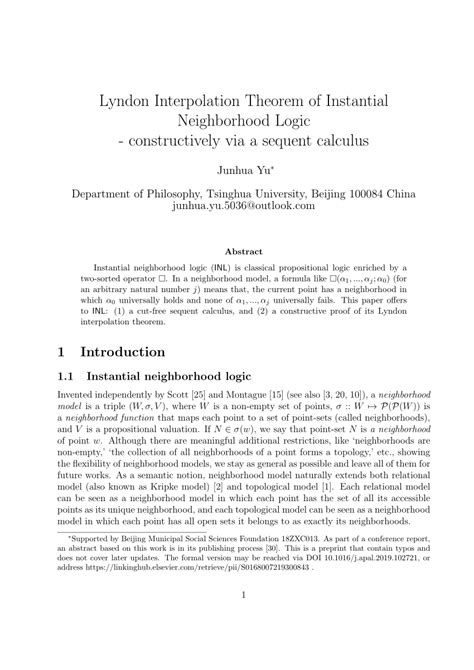 Pdf Lyndon Interpolation Theorem Of Instantial Neighborhood Logic Constructively Via A
