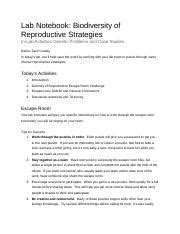 Lab Notebook Biodiversity Of Reproductive Strategies Docx Lab Notebook Biodiversity Of