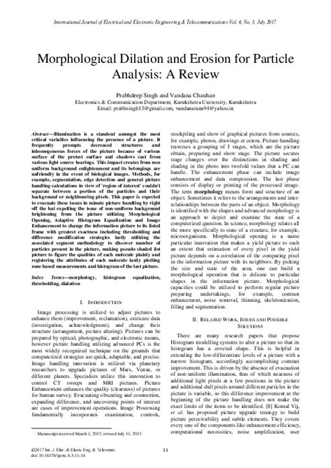 Pdf Morphological Dilation And Erosion For Particle Analysis A Review