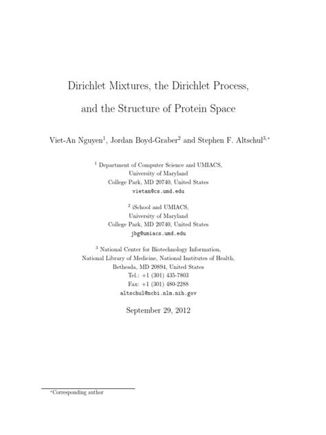 Dirichlet Mixtures The Dirichlet Process And The Structure Of Protein Space Pdf