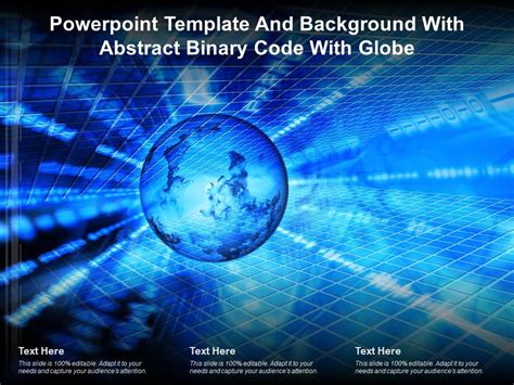 Powerpoint Template And Background With Abstract Binary Code With Globe