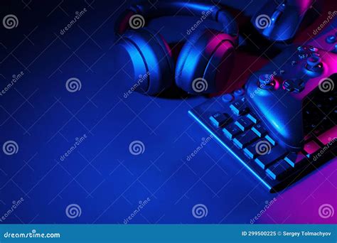 Computer Keyboard Mouse And Joystick On Black Background Stock Image Image Of Entertainment