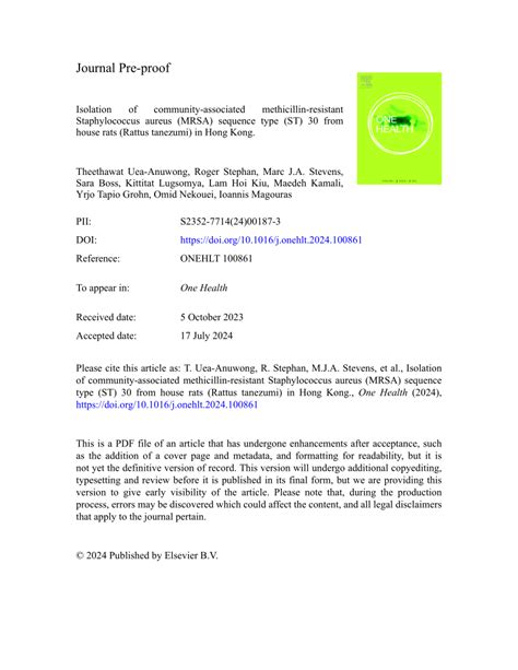 Pdf Isolation Of Community Associated Methicillin Resistant