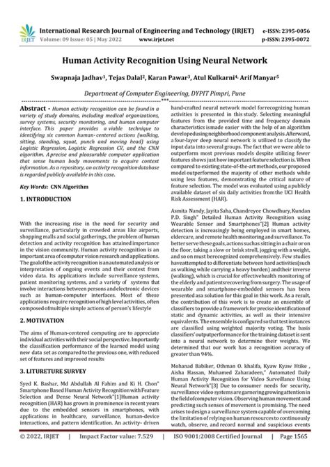 Human Activity Recognition Using Neural Network Pdf