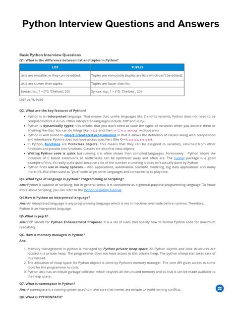 python interview questions and answers pdf python programming