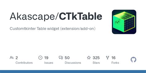 Github Akascapectktable Customtkinter Table Widget Extensionadd On