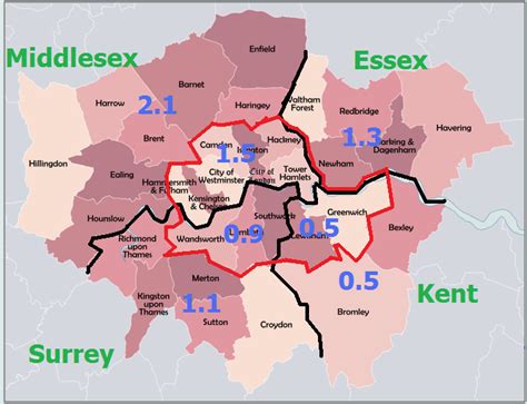 Map Middlesex Barnet Map Of The Pre 1965 Boroughs Of The