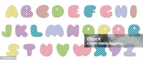 폴카 도트 알파벳 파스텔 물방울 도트 글꼴 스크랩북 앨범 공예품 및 학교 프로젝트로 돌아가기 위해 손으로 그린 편지 디자인 공휴일에 대한 스톡 벡터 아트 및 기타 이미지
