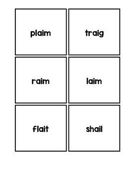 Vowel Team AI AY Nonsense Word Fluency Game Optional Suffixes Included