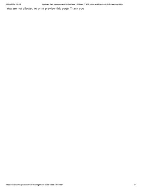 Updated Self Management Skills Class 10 Notes It 402 Important Points Cs Ip Learning Hub Pdf