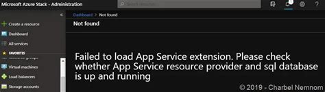 solution failed to load the app service extension in azure stack