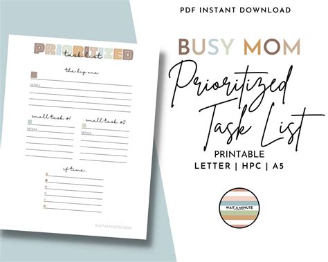 Simple Prioritized Task List For Busy Moms Printable Daily To Etsy Simple Prioritized Task List For Busy Moms Printable Daily To Etsy