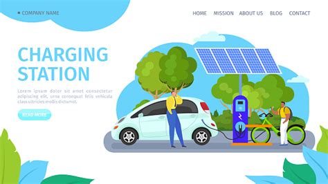 전기 자동차 벡터 그림에 대한 태양 충전 스테이션 충전기 스테이션에 의한 전기 자동차 및 자전거 보충 에너지 개념에 대한 스톡 벡터 아트 및 기타 이미지 Istock