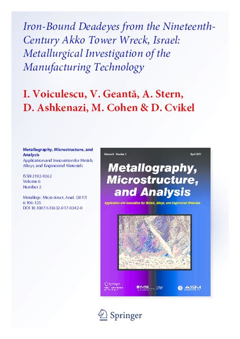 Pdf Metallography Microstructure And Analysis Application And