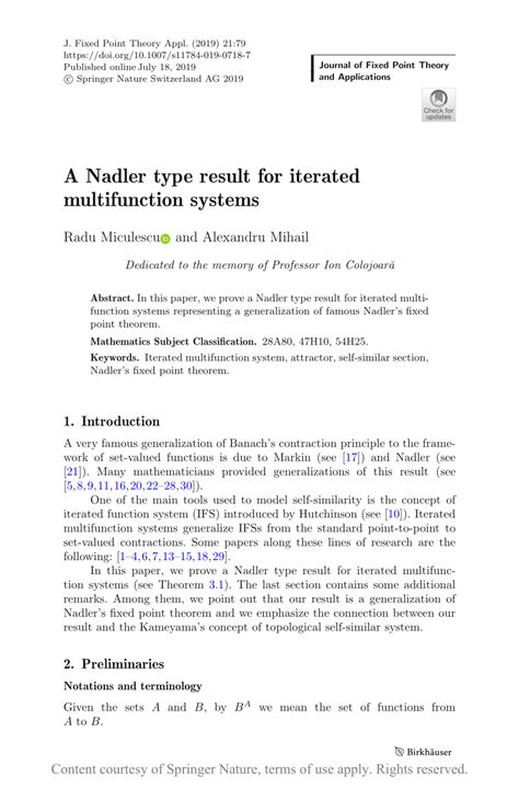 A Nadler Type Result For Iterated Multifunction Systems Request Pdf