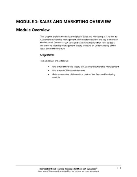 Ax2012 Enus Sam 01 Programming For Ax 1 1 Module 1 Sales And Marketing Overview Module