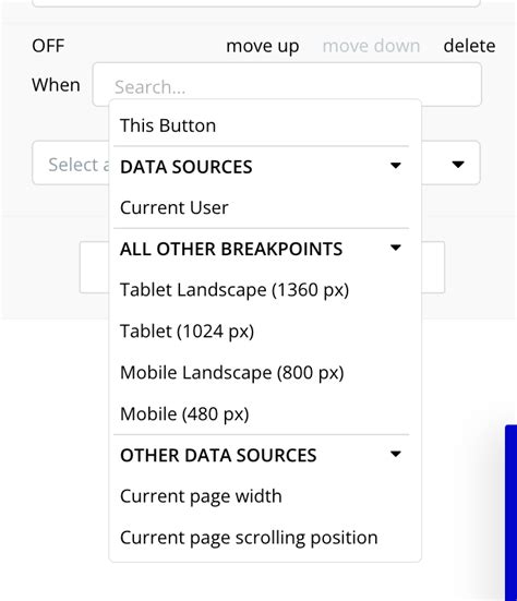 The Button Conditional Tab Doesnt Display More Drop Down Menus Bugs