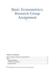 Basic Econometrics Copy Docx Basic Econometrics Research Group Assignment Part A Table Of