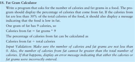 Solved Fat Gram Calculator Write A Program That Asks For