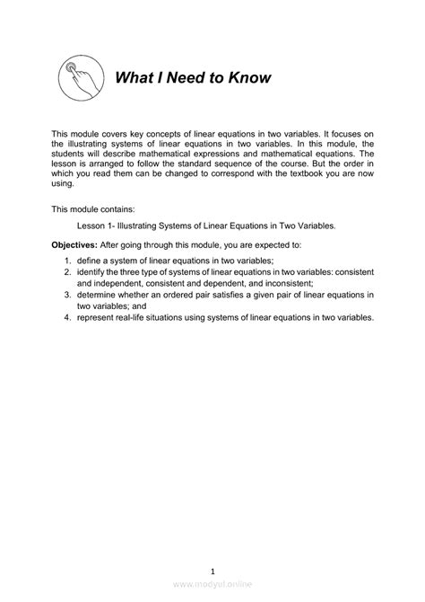 Math 8 Module 14 Illustrating Systems Of Linear Equations In Two Variables Grade 8 Modules