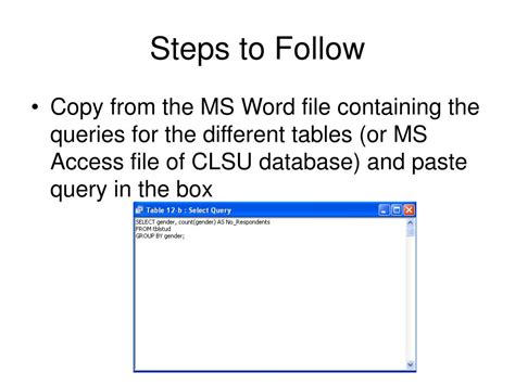 Ppt Guidelines For Extracting Data From Ms Access File Powerpoint Presentation Id3742837