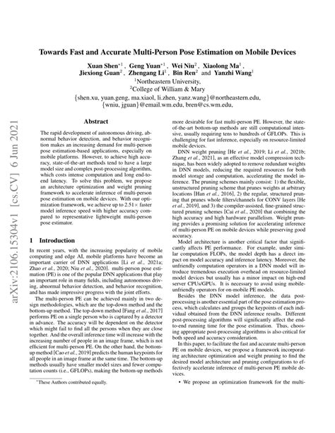 Pdf Towards Fast And Accurate Multi Person Pose Estimation On Mobile