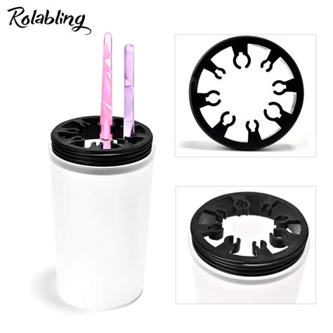 롤링 1pc 핸디 홀더 아크릴 세척 컵 물 컨테이너 컵 네일 아트 브러시 펜 클리너 Soaker 병 폴란드어 리무버 컵네일
