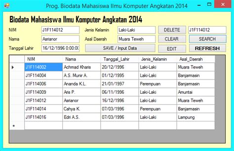 Program Visual C Program Manipulasi Database Access Tambah Edit Hapus Dan Cari Data Only