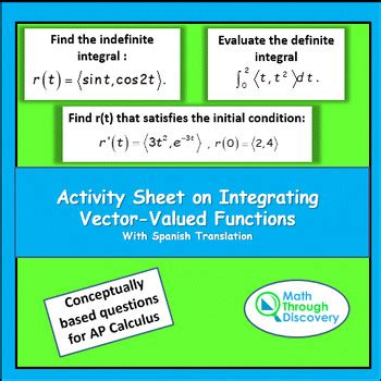 Calculus Activity Sheet On Integrating Vector Valued Functions