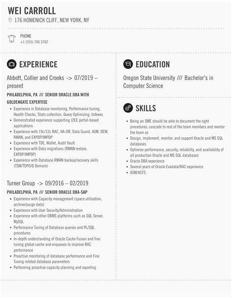 Senior Oracle Dba Resume Samples Velvet Jobs