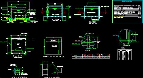 Planos De Tanque De Concreto Armado De 20 M3 En Dwg Autocad Tanques
